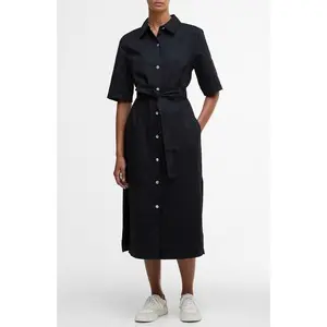 Barbour Sloane Tie Waist Midi Shirt Dress - Dark Navy