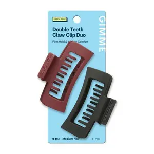 GIMME BEAUTY Rectangle Double Teeth Claw Clips - Brown