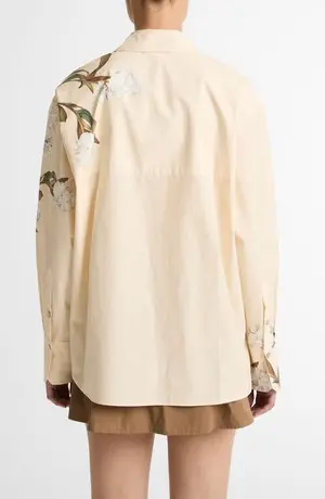 Vince Iris Print Longline Shirt - Ecru