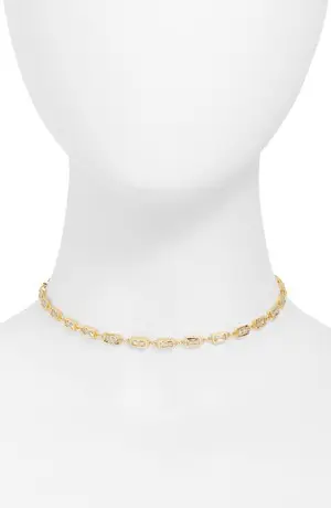 VIDAKUSH Rectangle Prism Choker Necklace - Clear/gold