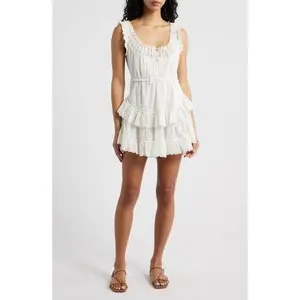 LoveShackFancy Eyelet & Ruffle Mini Dress