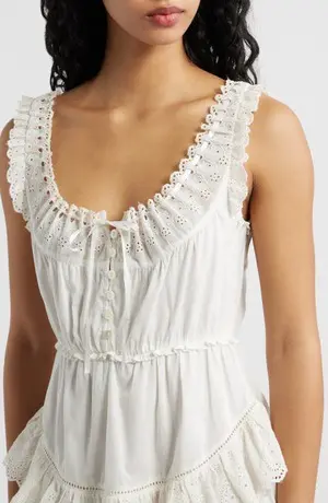 LoveShackFancy Eyelet & Ruffle Mini Dress