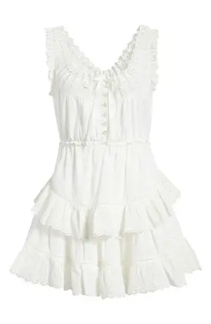 LoveShackFancy Eyelet & Ruffle Mini Dress
