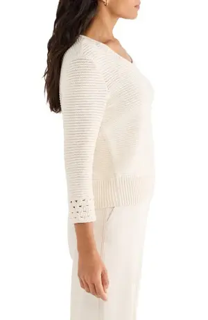 NIC+ZOE Edged Pop Stitch Sweater - Coconut