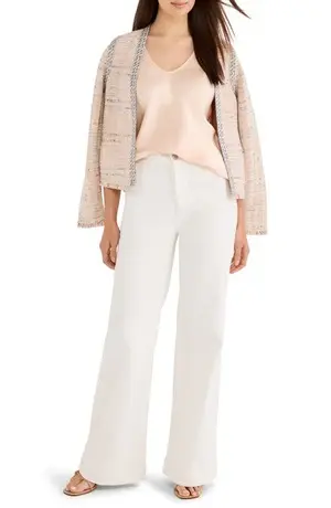 NIC+ZOE Fringe Trim Cotton Blend Jacket