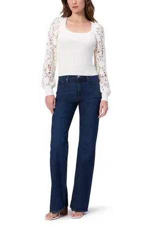 Paige Lace Sleeve Organic-cotton Blend Sweater - Ivory