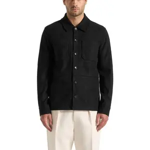 Manière De Voir Thomas Suede Long Sleeve Shirt - Black