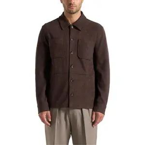 Manière De Voir Thomas Suede Long Sleeve Shirt - Brown