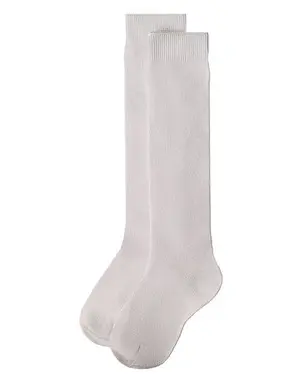 MEMOI Ribbed Knee High Socks - Pale Gray