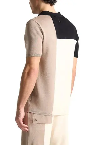 Manière De Voir Colour Block Knit Revere Polo Top