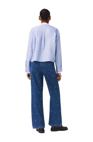Maje Wide Leg Rhinestone Jeans