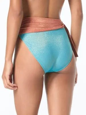 Vince Camuto High Waist Side Tie Bikini Bottom With Sparkle Texture