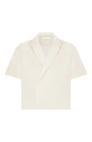 Manière De Voir Abel Boxy Twill Double Breasted Shirt - Cream