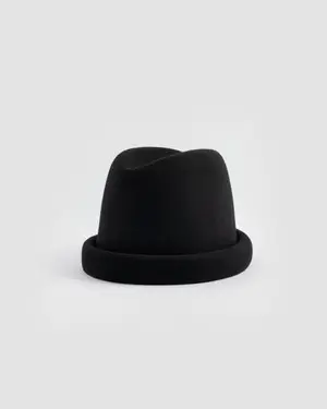 BORN TO ROAM Wool Pillbox Hat - Black