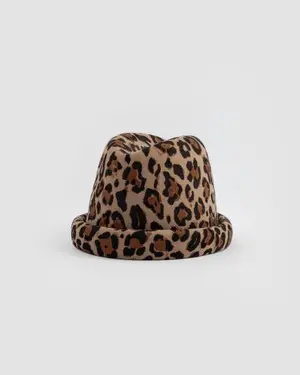 BORN TO ROAM Wool Pillbox Hat - Leopard