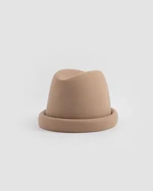 BORN TO ROAM Wool Pillbox Hat - Tan