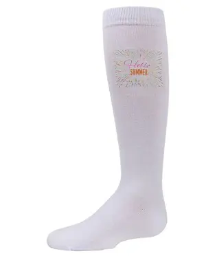 MEMOI Hello Summer Knee-High Socks White