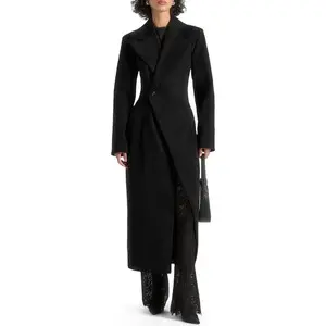 Manière De Voir Asymmetric Suede Coat With Detachable Belt