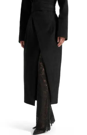 Manière De Voir Asymmetric Suede Coat With Detachable Belt