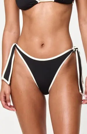L*Space Shane Bitsy Side Tie Bikini Bottoms - Black/cream