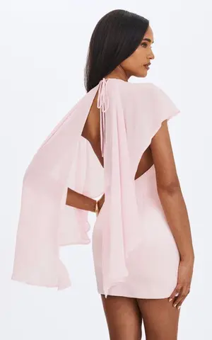 MISS CIRCLE NEW YORK Umeko Asymmetrical Cape Mini Dress
