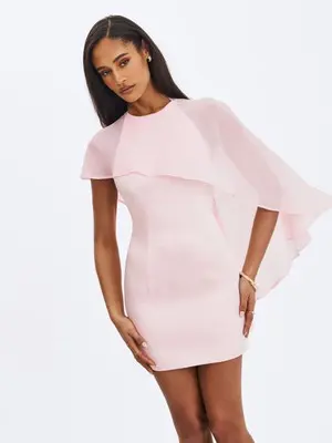 MISS CIRCLE NEW YORK Umeko Asymmetrical Cape Mini Dress