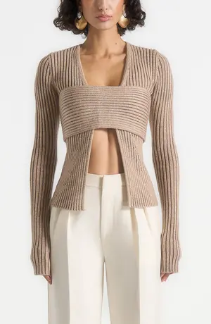 Manière De Voir Marisa 2-in-1 Knit Bandeau Cardigan - Taupe