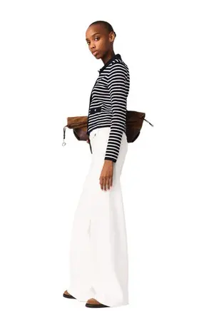 Maje Striped Polo Cardigan - Navy