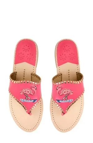 Jack Rogers Embroidered Flamingo Sandal