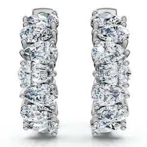 BLISS DIAMOND 26 Ct Pear Shape Lab Grown Diamond Hoop Earrings - White Gold - 3ct