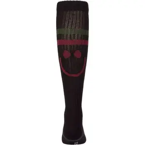 MEMOI Smile Stripe Knee High Socks - Black-burgundy