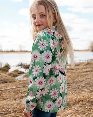 DEUX PAR DEUX Packable Smiling Flower Print Windbreaker