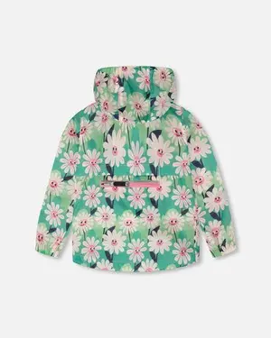 DEUX PAR DEUX Packable Smiling Flower Print Windbreaker
