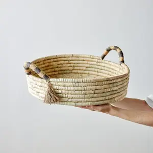 KANJU INTERIORS Banded Betty Tray With Tassel - Natural