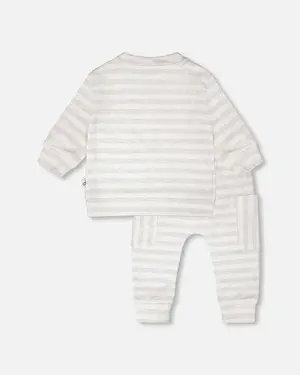 DEUX PAR DEUX Jersey Stripes Sweater And Pants Set