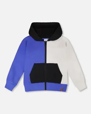 DEUX PAR DEUX Long Sleeve Zip Up Terry Cardigan - Royal Blue
