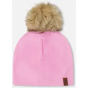 DEUX PAR DEUX Stretch Jersey Beanie With Pompom - Pink