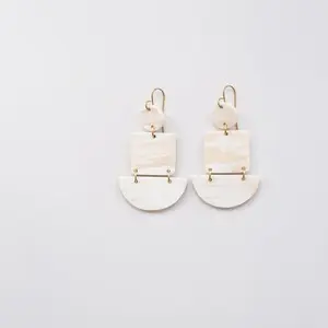 MAADILI COLLECTIVE Geometric Horn Statement Earrings - White