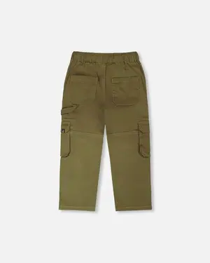 DEUX PAR DEUX Stretch Twill Carpenter Pants - Dark Khaki Green