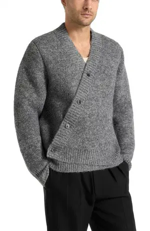 Manière De Voir Dani Asymmetric Brushed Wool Knit Cardigan