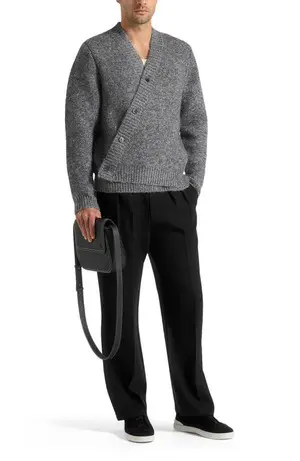 Manière De Voir Dani Asymmetric Brushed Wool Knit Cardigan