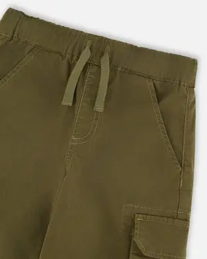 DEUX PAR DEUX Stretch Twill Bermuda Shorts With Cargo Pockets - Dark Khaki Green