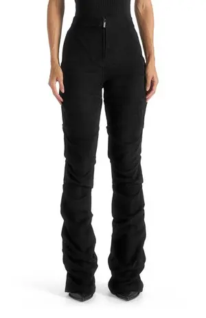 Manière De Voir Tacked Suede Flared Trousers - Black
