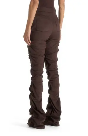 Manière De Voir Tacked Suede Flared Trousers - Brown