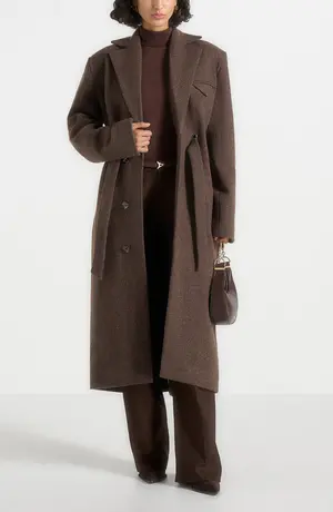 Manière De Voir Wool Longline Belted Coat - Brown