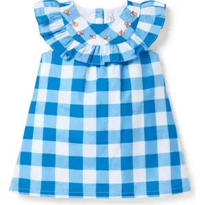 Janie And Jack Gingham Ruffle Shift Dress - Blue