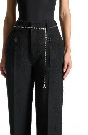 Manière De Voir Nathalie Tweed Trousers With Belt - Black