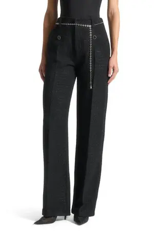 Manière De Voir Nathalie Tweed Trousers With Belt - Black