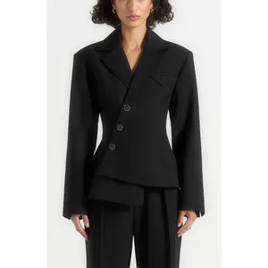 Manière De Voir Thalia Asymmetric Double Breasted Blazer - Black