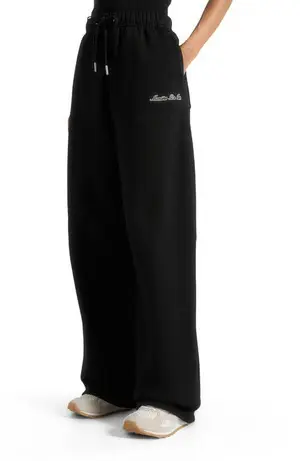 Manière De Voir Signature Wide-leg Sweatpants - Black